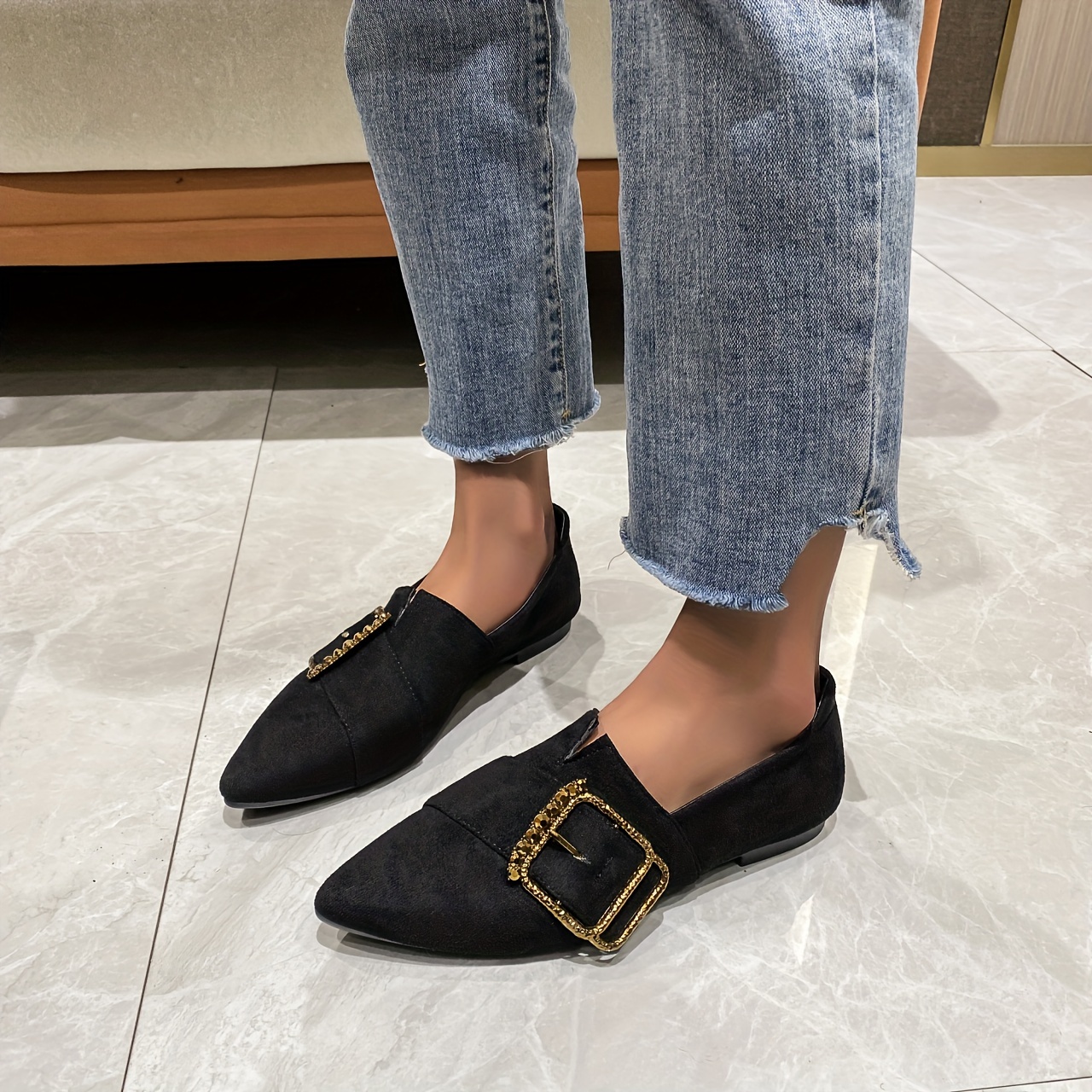 Buckle Strap Flat Shoes Women s Fashion Soft Sole Pointed - Temu Australia