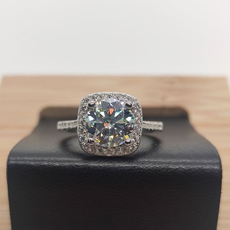 Moissanite Ring Elegant 925 Sterling Silver Ring Anniversary - Temu ...