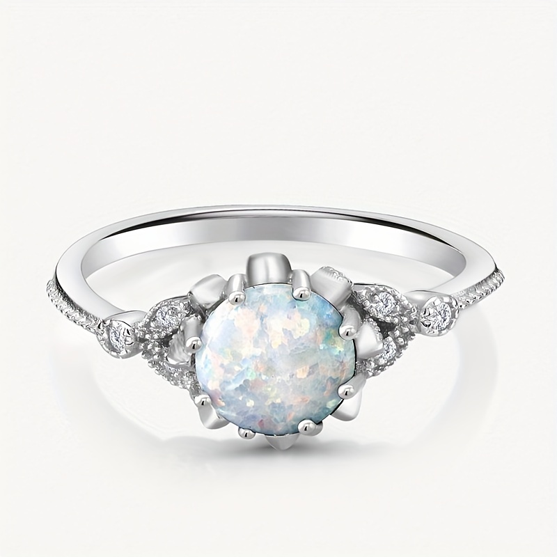 Elegant Promise Ring Inlaid Gemstone Sparkling Moon Design - Temu ...