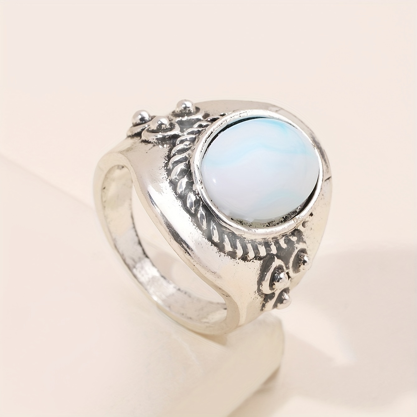 Vintage Fashion Set White Stone Ring Zinc Alloy Ring - Temu United Kingdom