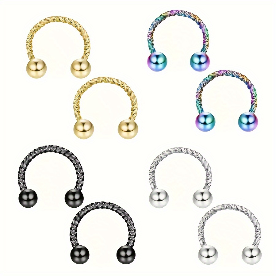 Fashion Stainless Steel Horseshoe Shaped Nose Ring Lip Ring - Temu ...