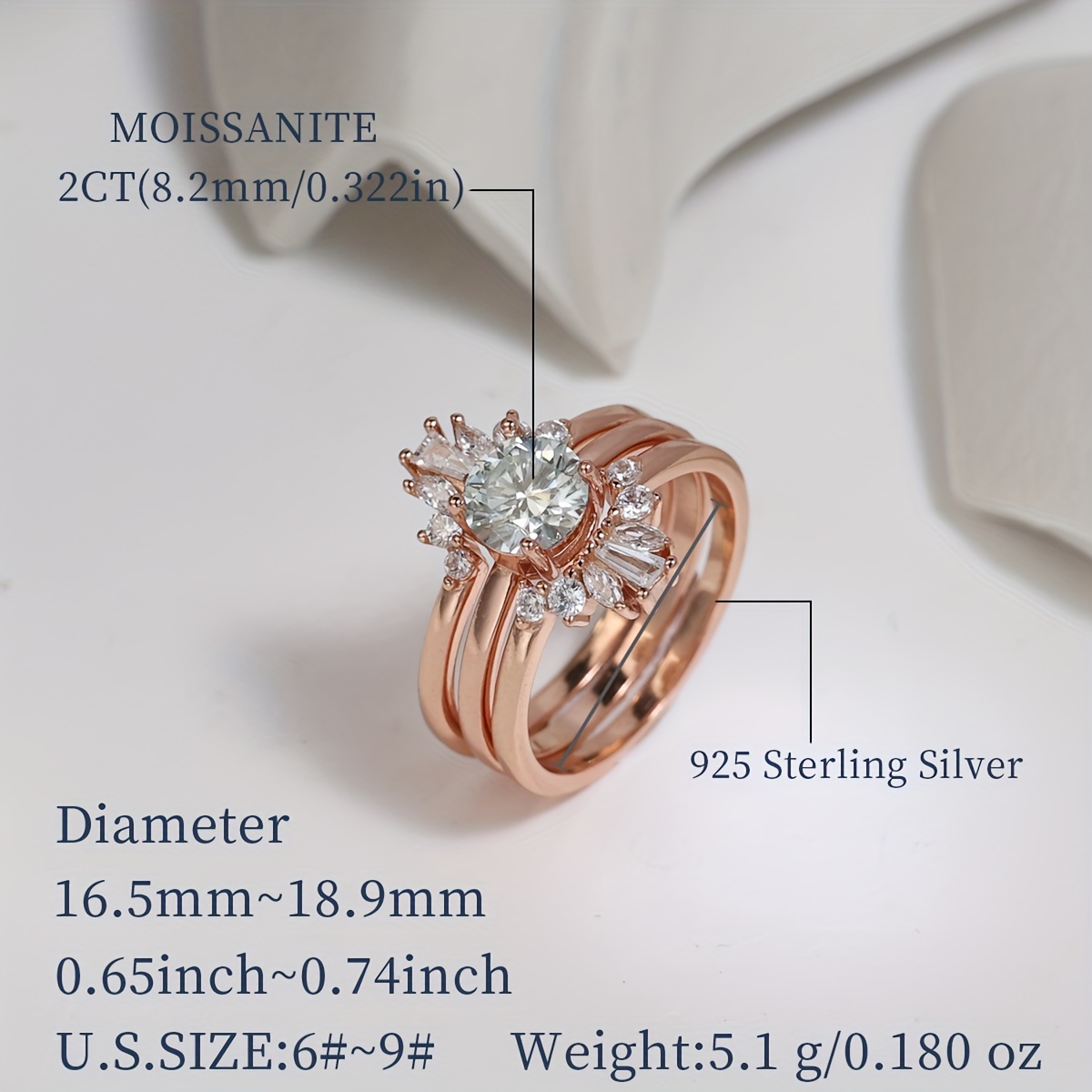 Moissanite Ring 925 Sterling Silver Sparkling Flower Design - Temu ...