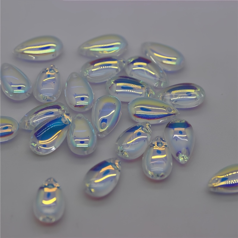 Glass Beads Water Drop Pendant Flat Water Drop Glossy Charms - Temu ...