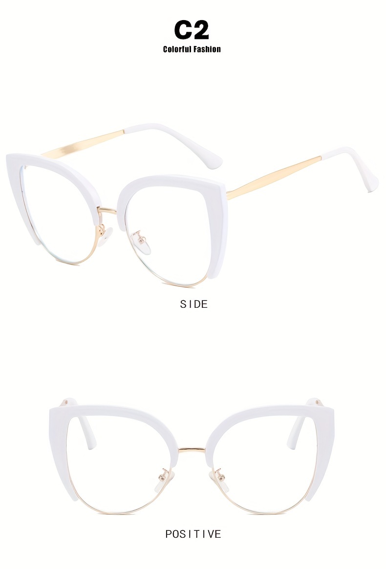 Large Cat Eye Clear Lens Glasses Fashion Computer Glasses - Temu