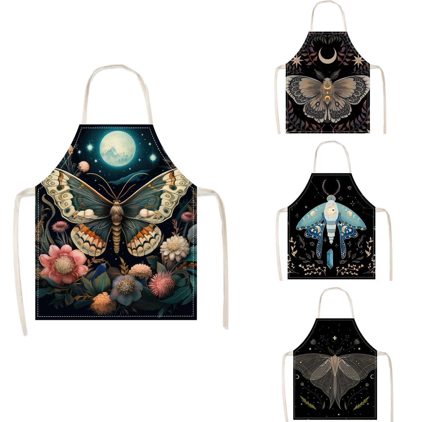 Kitchen Apron Butterfly Floral Moon Printed Creative Cooking - Temu ...