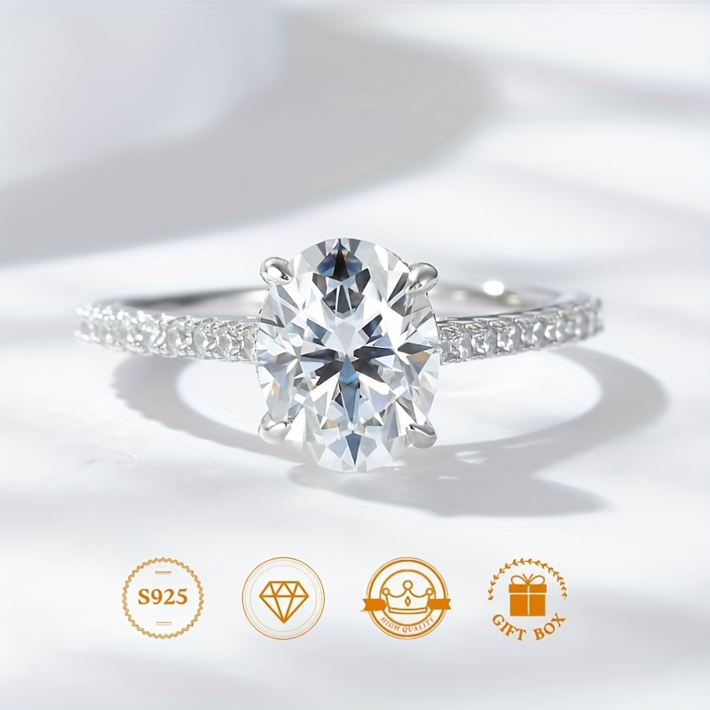 Men's Trendy Glamorous 925 Sterling Silver Zirconia Ring 1 3 - Temu ...