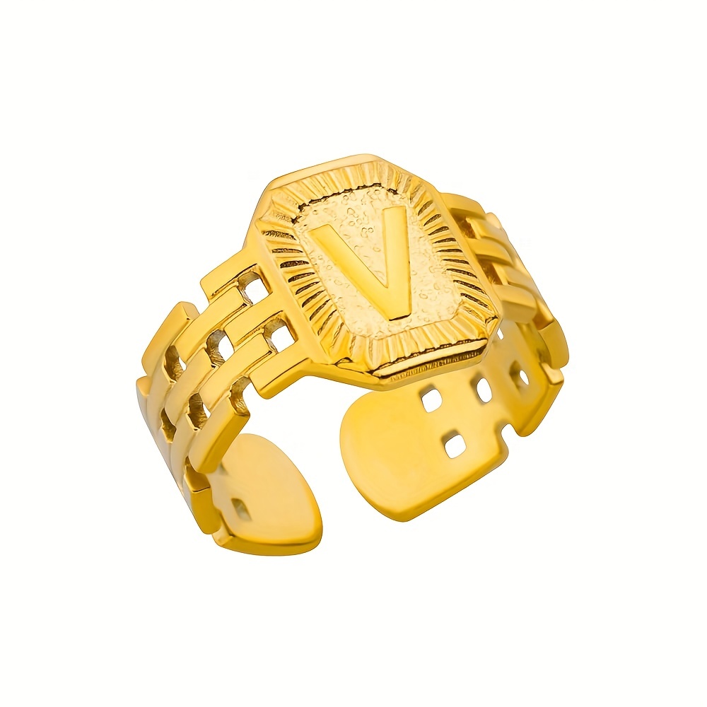 Vintage Signet Ring Made Stainless Steel 18k Plated Carved - Temu ...