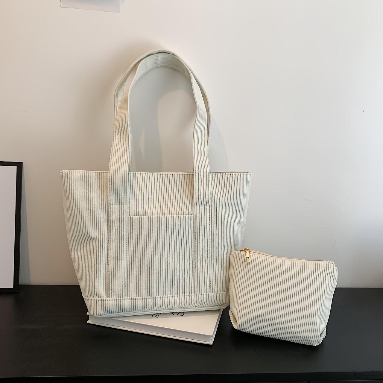 Fashion Corduroy Tote Bag Large Capacity Shoulder Bag - Temu Australia