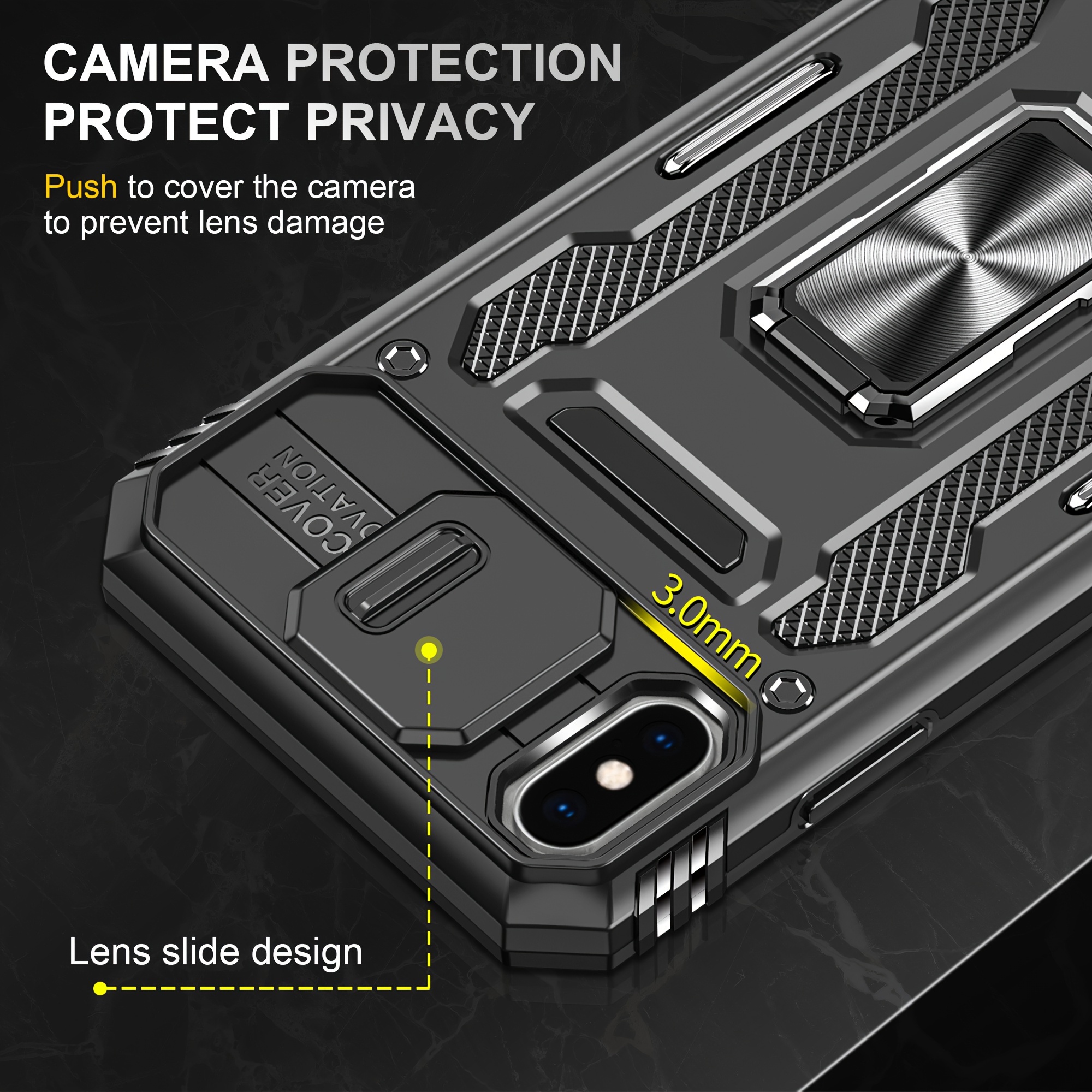 Heavy Duty Shockproof Phone Case Stand Push Window Iphone Xs - Temu ...