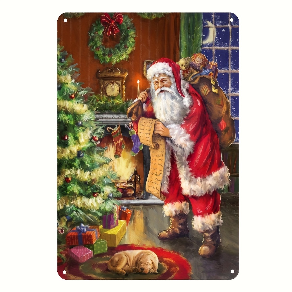 Metal Tin Sign Vintage Metal Signs Santa Christmas Sign - Temu Canada
