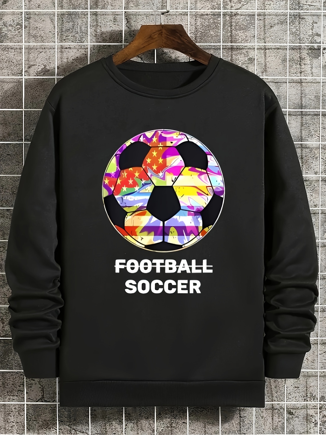 Colorful Soccer Pattern Print Sweatshirt Boys Keep Warm - Temu Ireland