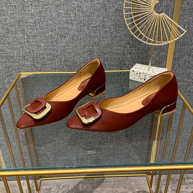 Womens Buckle Decor Chunky Heels Elegant Point Toe Dress - Temu United ...