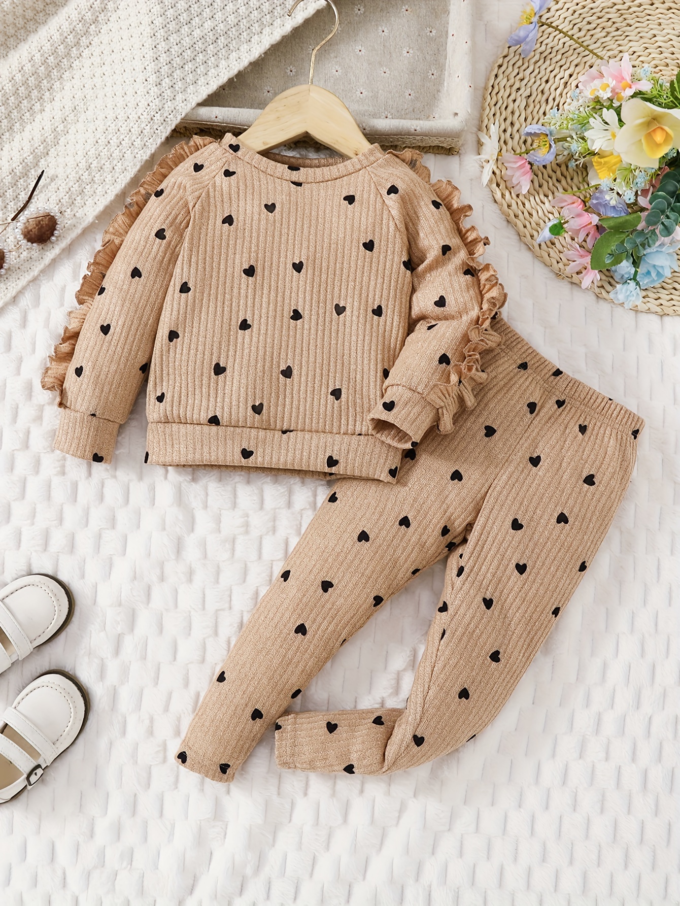 2pcc Hjerte Grafisk Tøj Med Rund Hals Pullover + Bukser Sæt - Temu Denmark