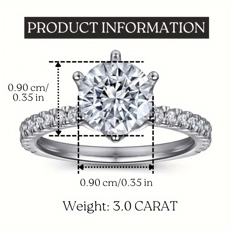 Moissanite Wedding Rings Classic 6 Prong Round Cut - Temu United Kingdom