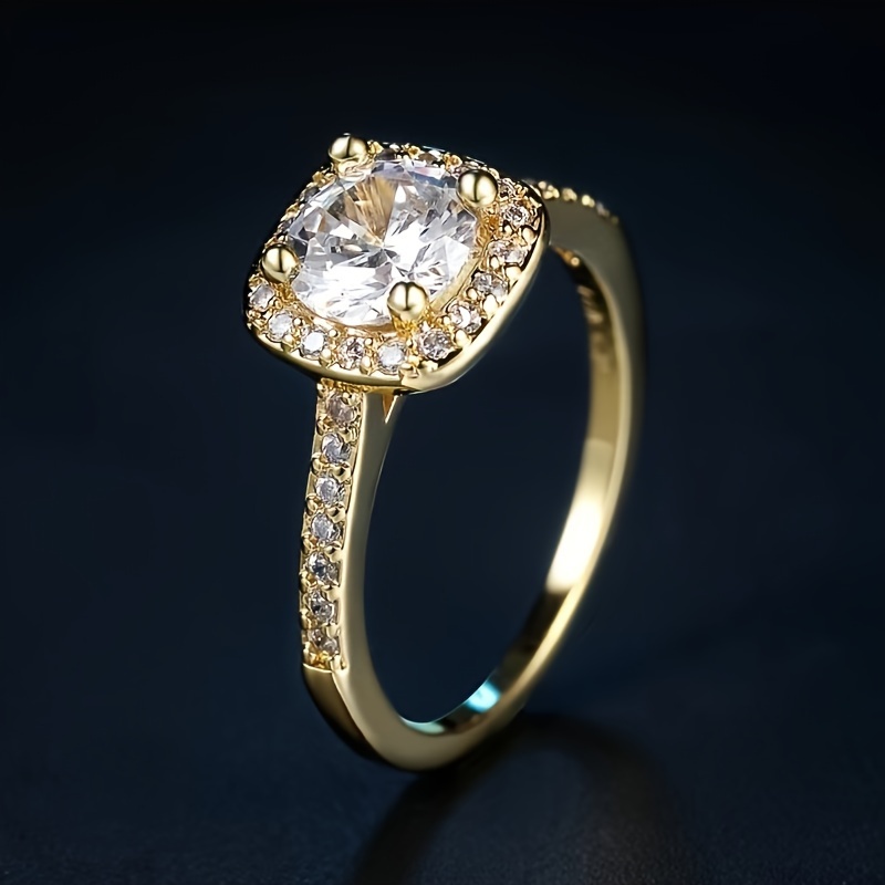 Classy Halo Promise Ring Inlaid Shining Zirconia Engagement - Temu ...