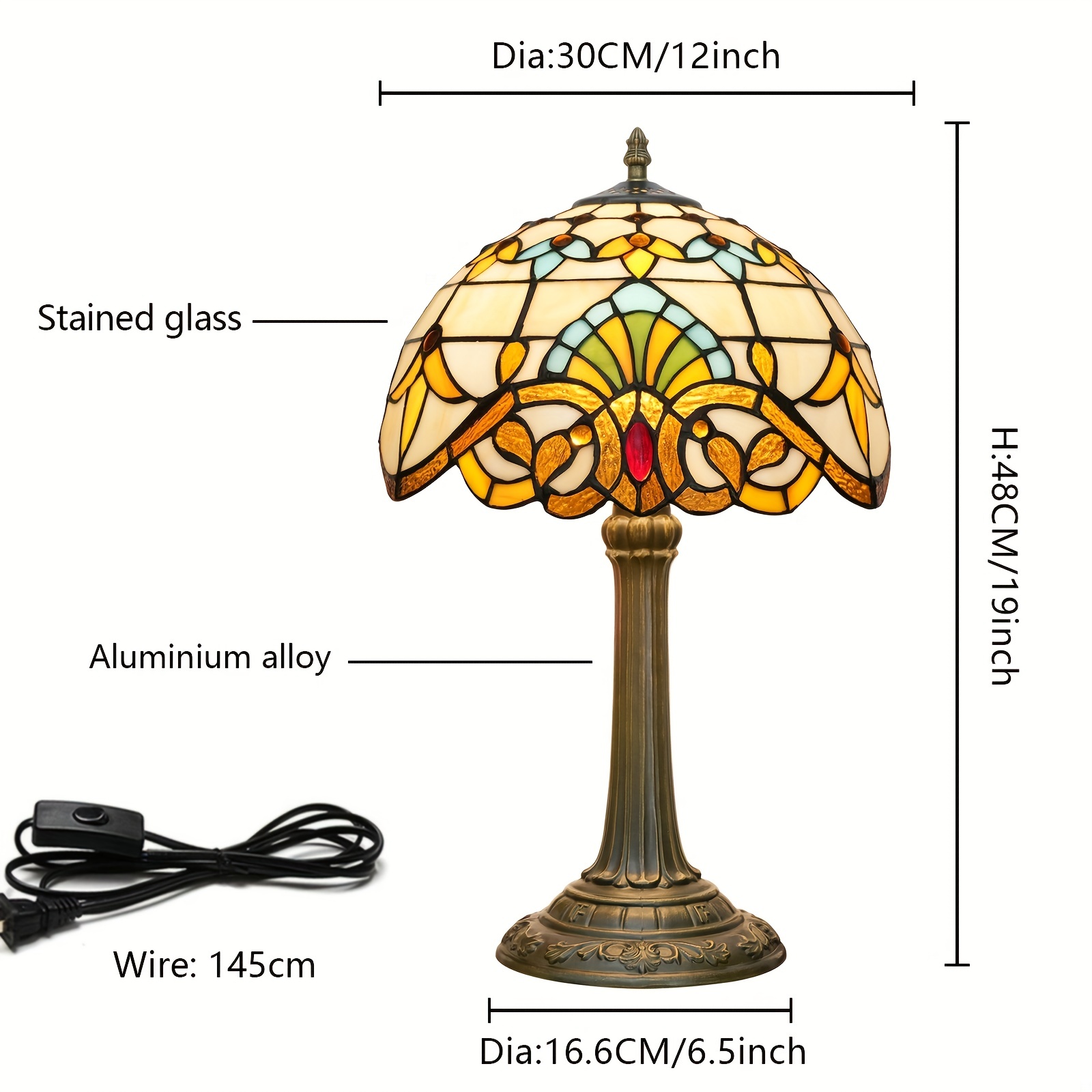 Stained Glass Table Lamp Tiffany Colorful Glass Lampshade - Temu