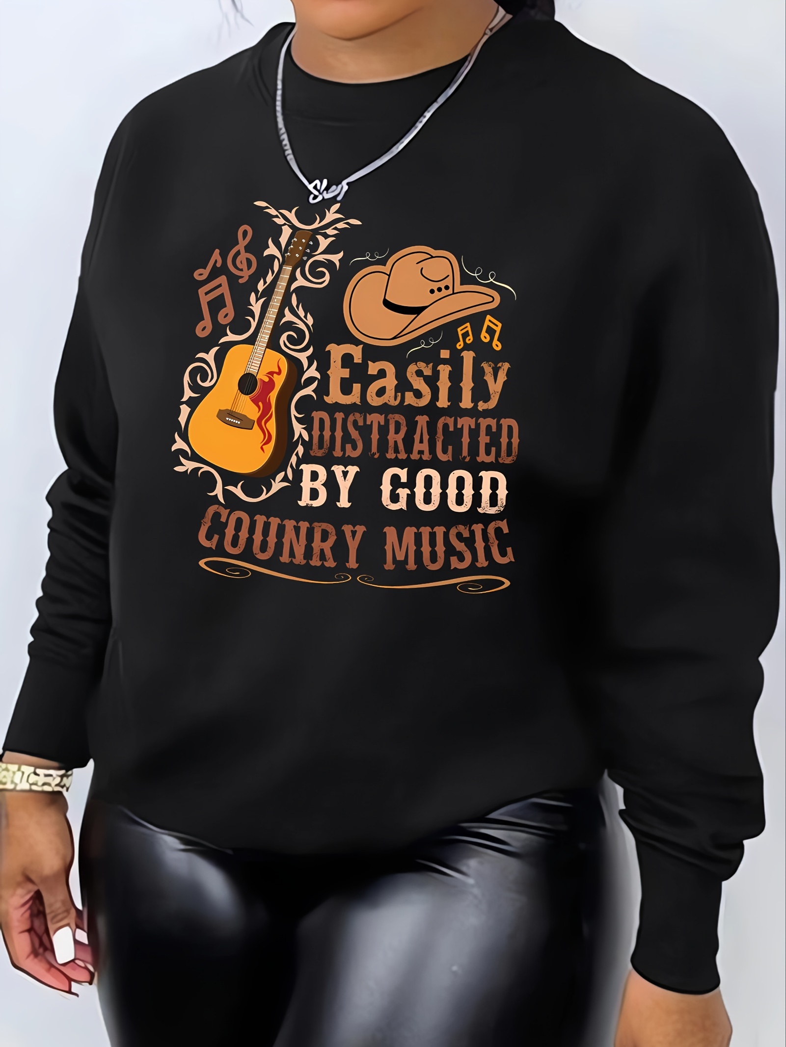 Graphic Letter Print Loose Sweatshirt Casual Crew Neck Long Temu