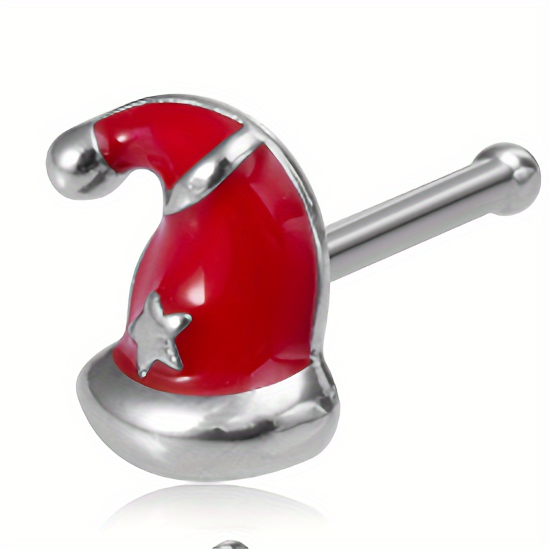 Cute Stainless Steel Nose Stud Ring Christmas Tree Hat Socks - Temu ...