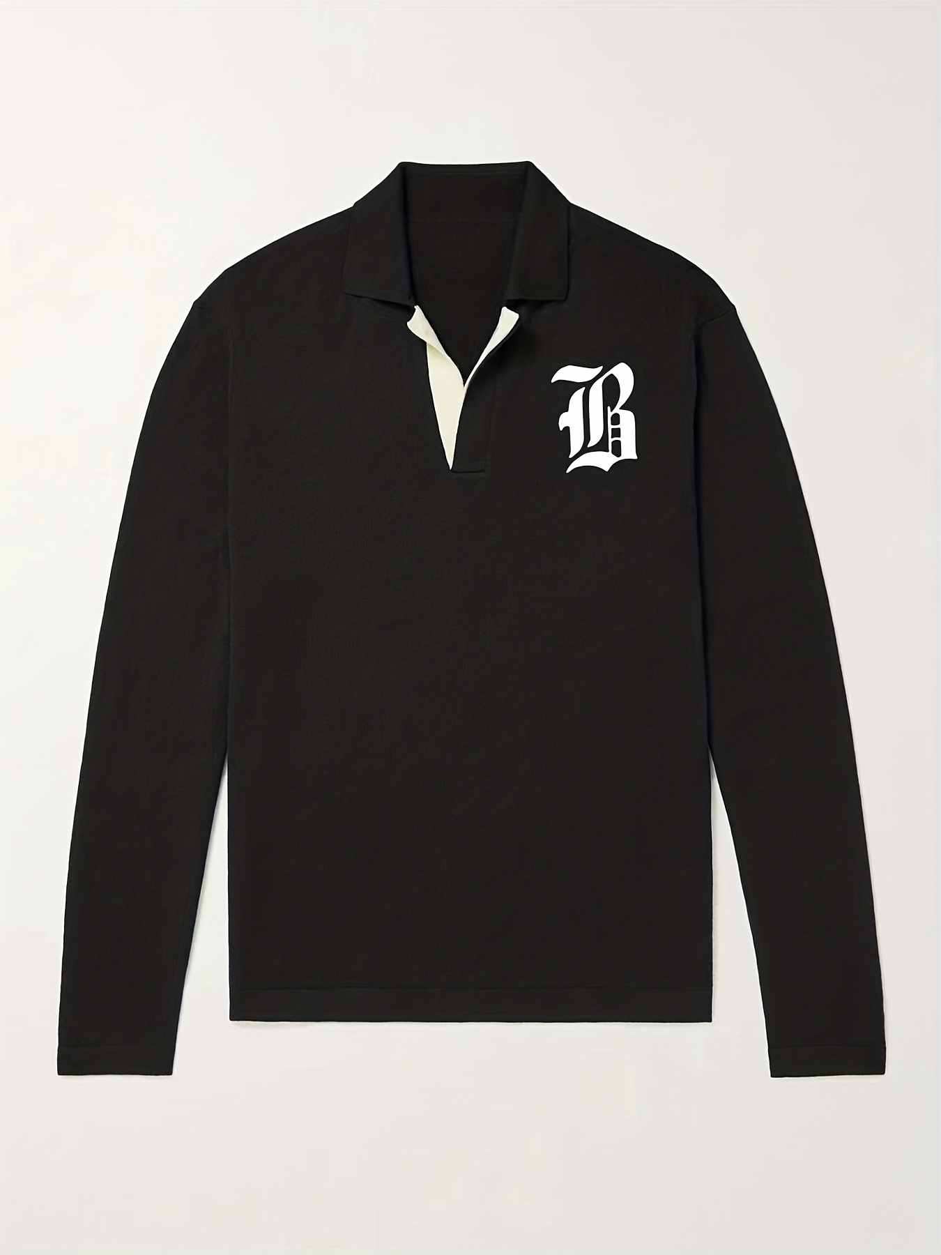 Chic Knit Polo Shirt Letter R Pattern Men's Casual Lapel - Temu New Zealand