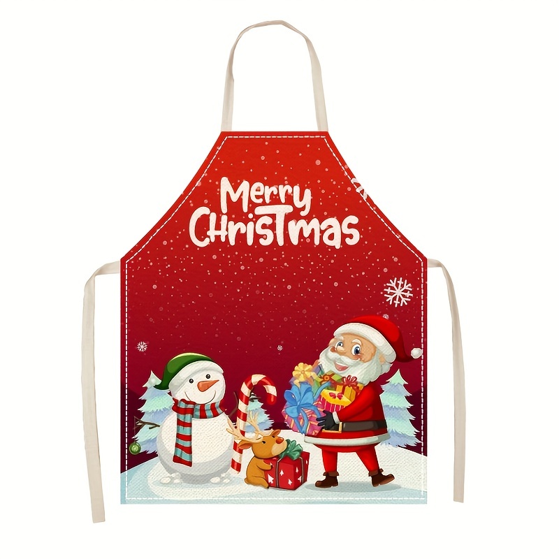 Linen Apron Christmas Theme Apron Thickened Waterproof Waist - Temu Canada