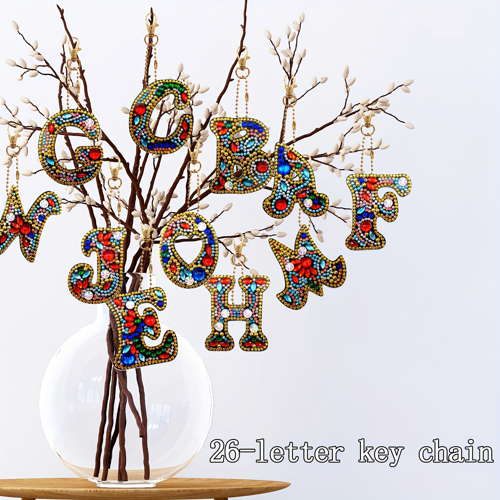 Diamond Drawing Keychain 26 English Letter Diy Handmade - Temu