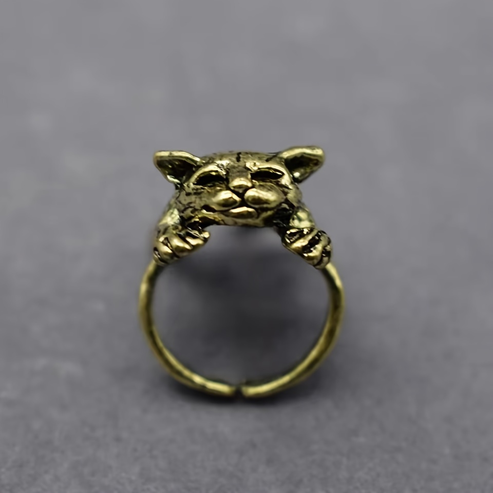 Cute Animal Lazy Cat Ring Adjustable Open Ring Women - Temu United Kingdom