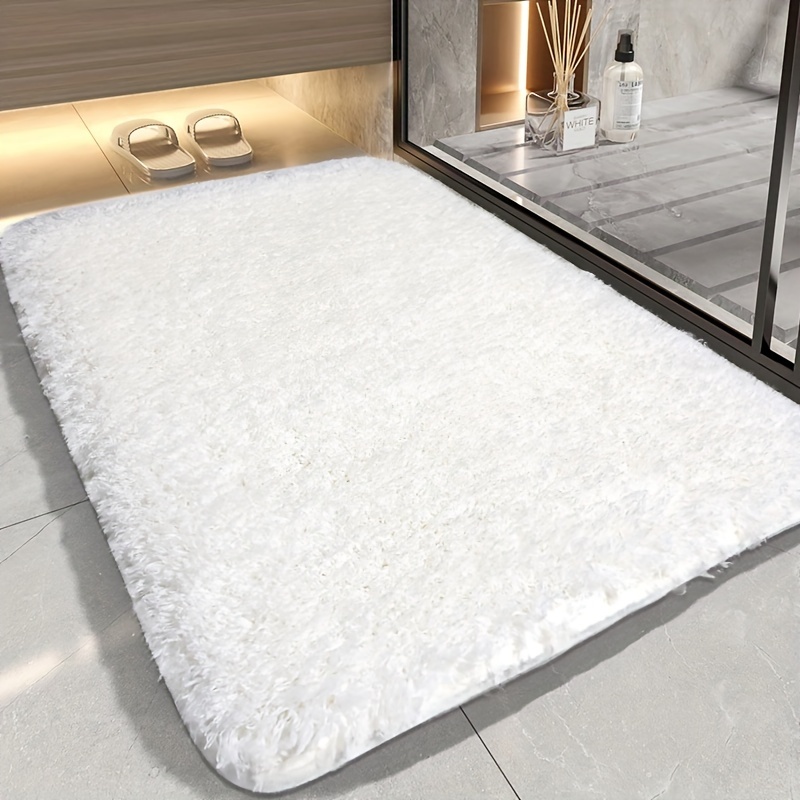 Bathroom Rug Mat Anti Slip Absorbent Bathroom Mat Fluffy Plush ...