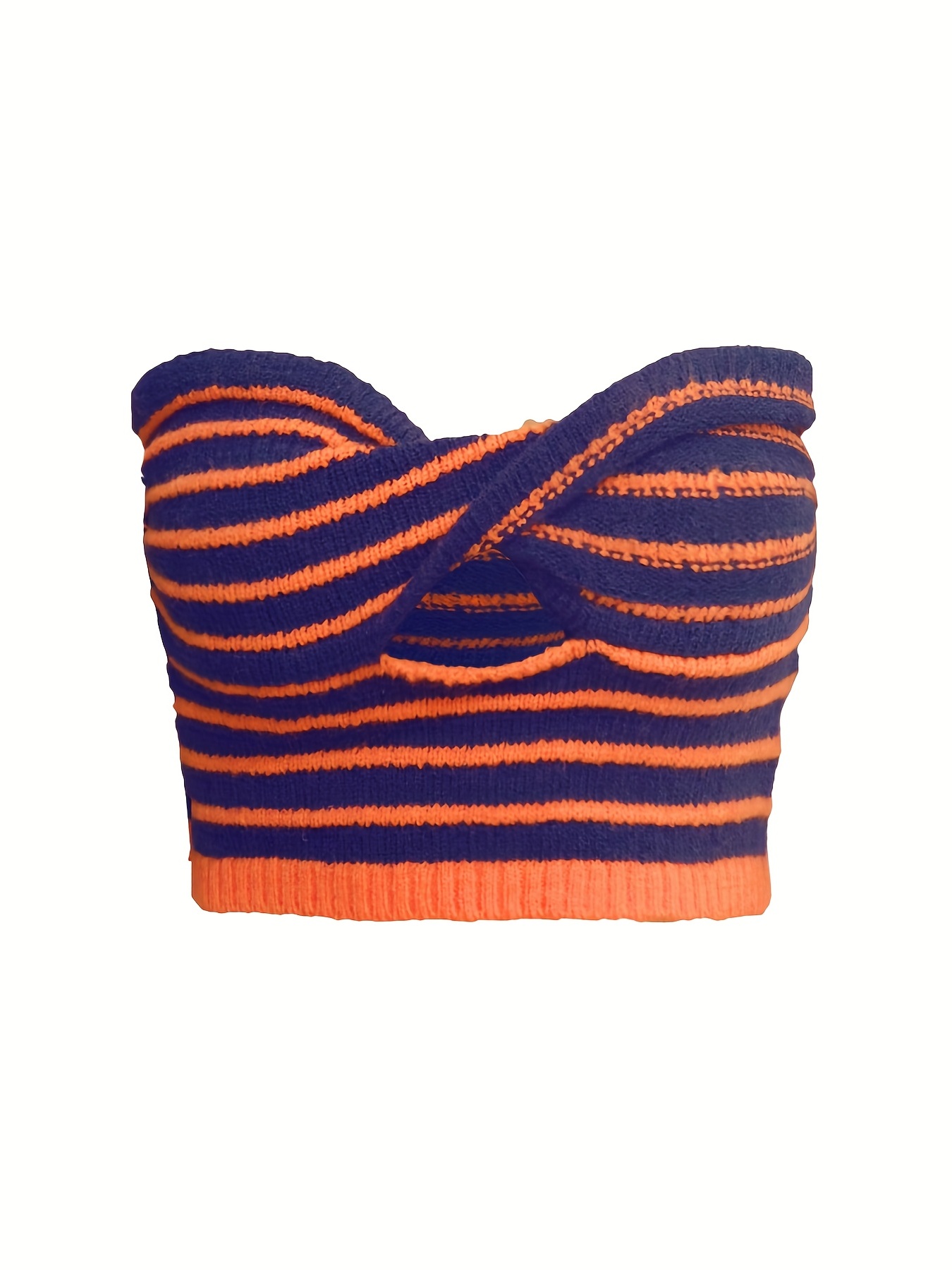 Striped Twist Front Tube Top Y2k Backless Crop Tube Top - Temu Australia