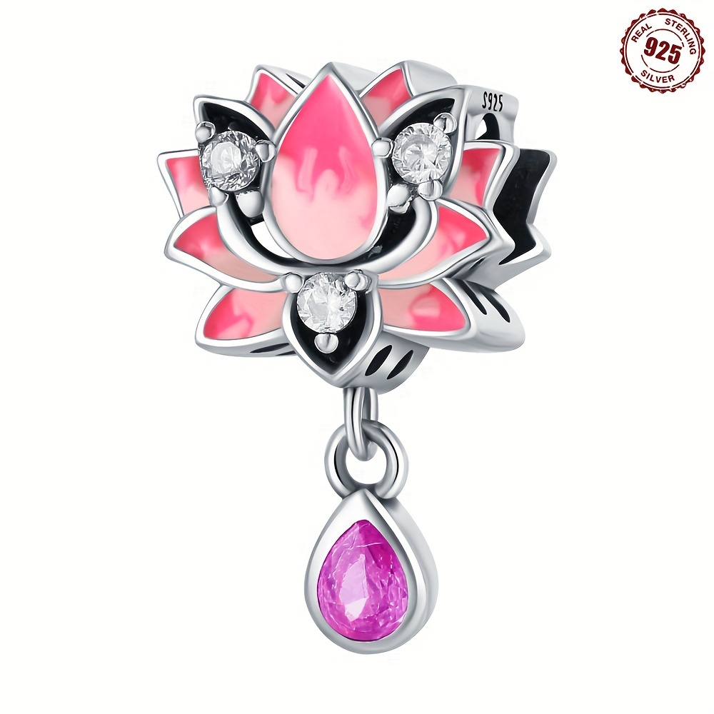 925 Silver Love Heart Sun Lotus Charm Pendant Inlaid Shiny - Temu ...