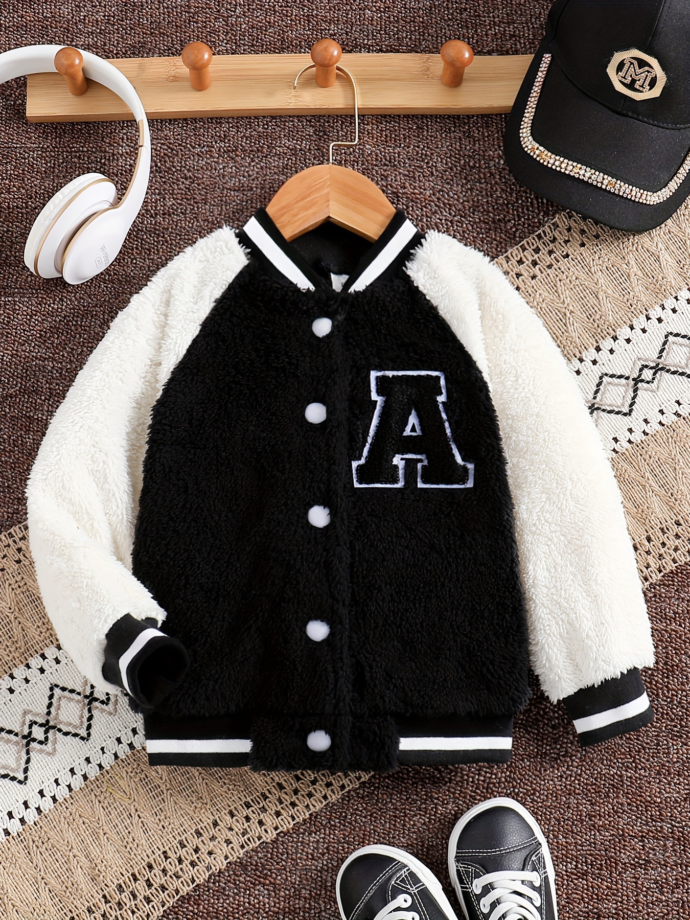 Boys Warm Fleece Long Sleeve Jacket Letter Patched Color - Temu Canada
