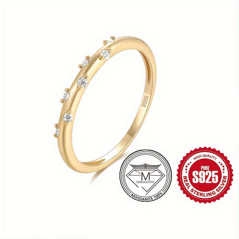 1pc Anillo Plata Esterlina 925 Chapado En Oro Incrustado - Temu Mexico