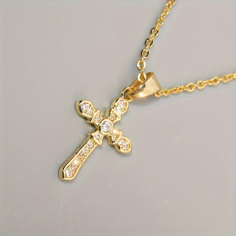 Exquisite Fashion Shiny Synthetic Zircon Cross Pendant Men's - Temu New ...