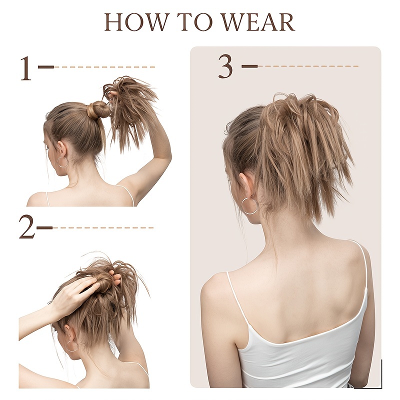 Messy Straight Donut Hair Buns Updo Chignon Elastic Hair - Temu Canada
