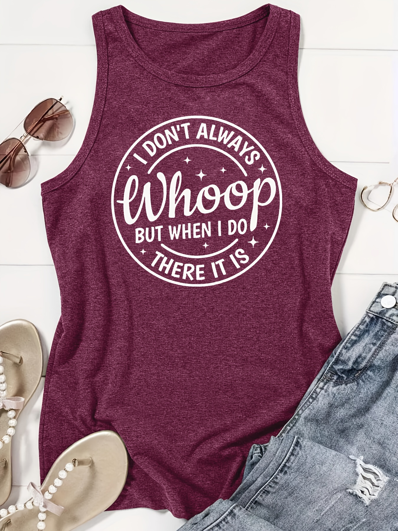 Letter Print Crew Neck Tank Top Casual Sleeveless Tank Top - Temu