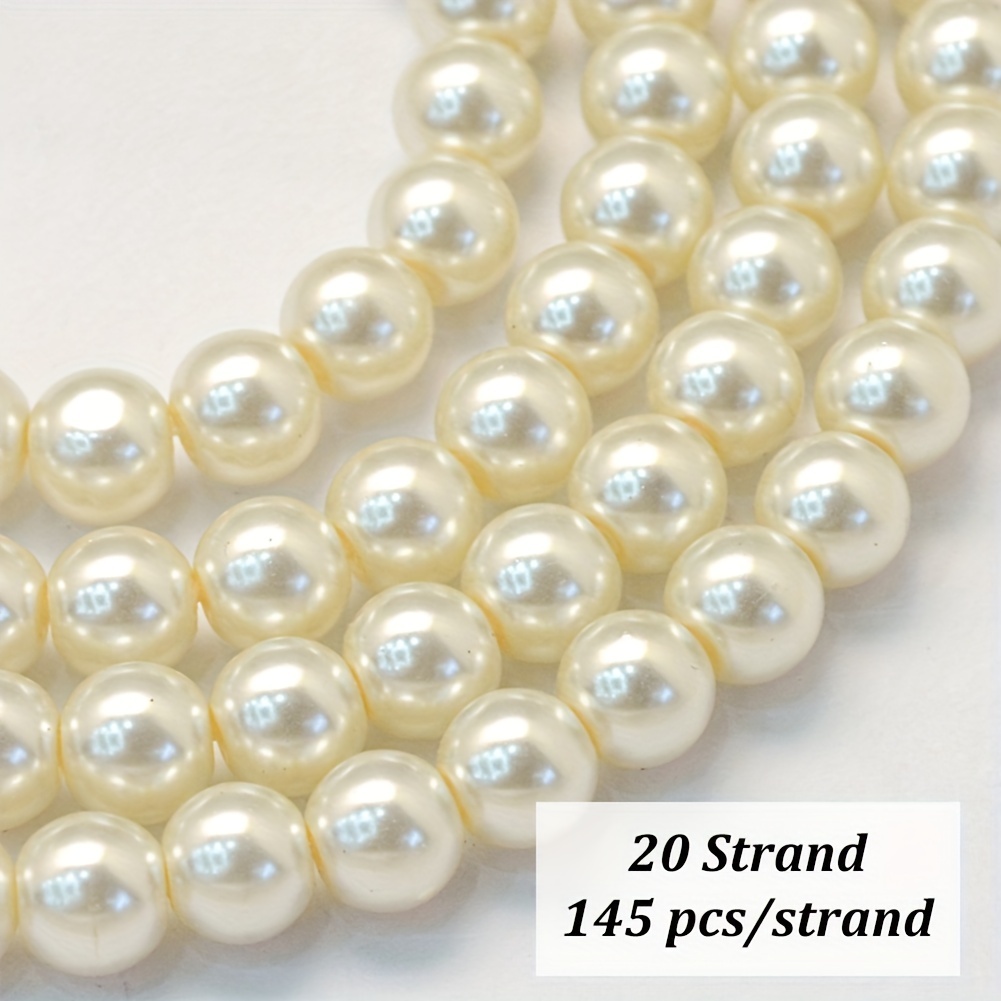 20 Strands /strand Glass Imitation Pearl Round Bead Strands - Temu Ireland