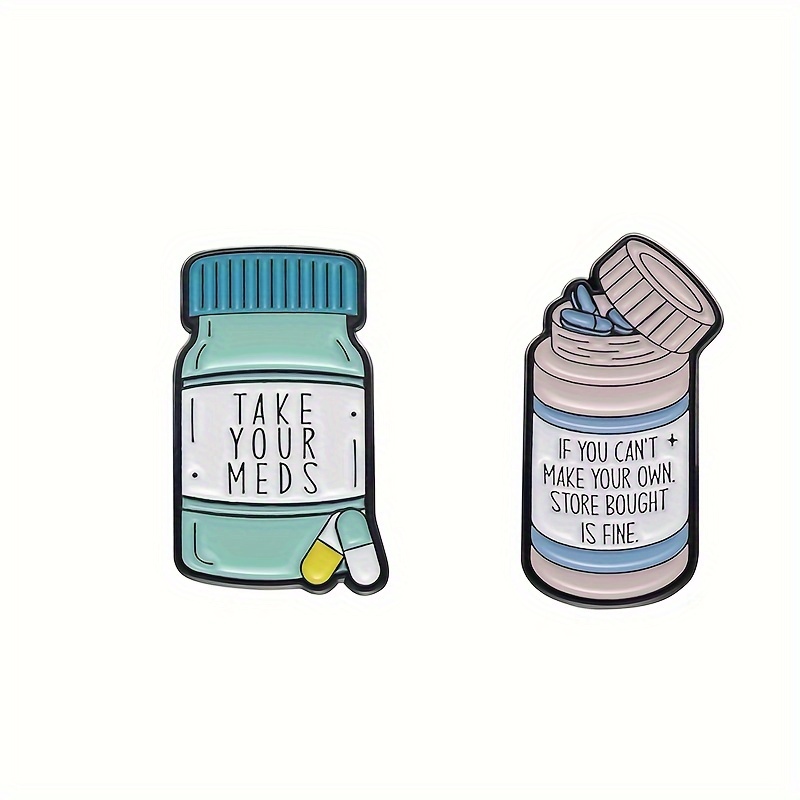 Take Meds Enamel Pins Cartoon Medicine Bottle Lapel Badge - Temu United ...