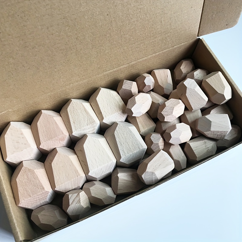 Wooden Stacking Rocks Balancing Stones Natural Wood Building - Temu ...