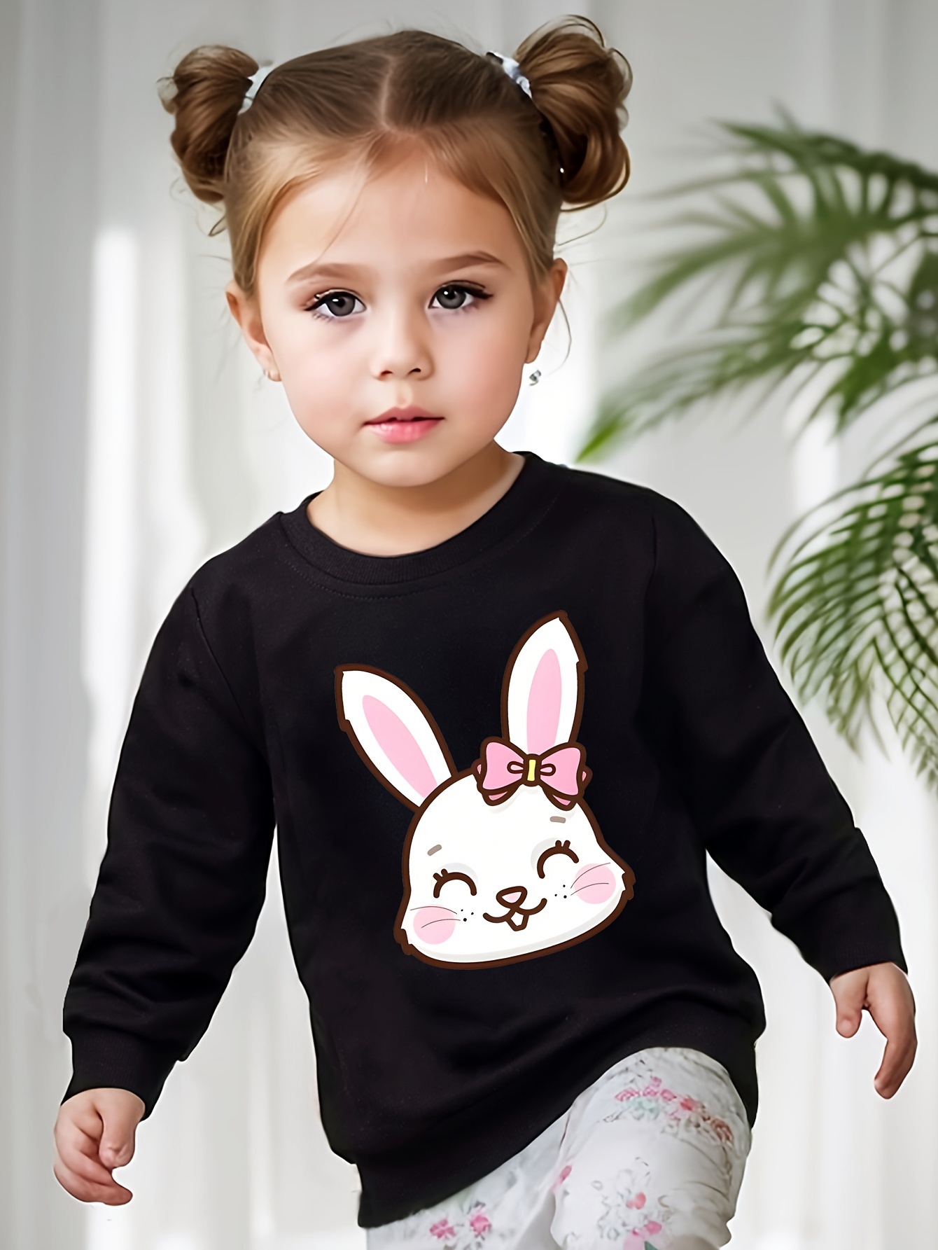Crew Neck Pullover Tops Sweatshirt Easter Girls Cute Bunny - Temu New ...