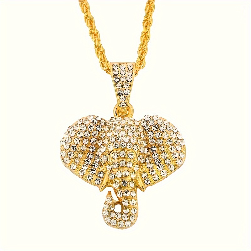 Men's Rhinestone Elephant Pendant Necklace - Temu United Kingdom