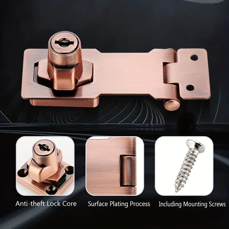 Antique Hasp Lock Drawer Cabinet Lock Non perforated Freezer - Temu Antique Hasp Lock Drawer Cabinet Lock Non perforated Freezer - Temu