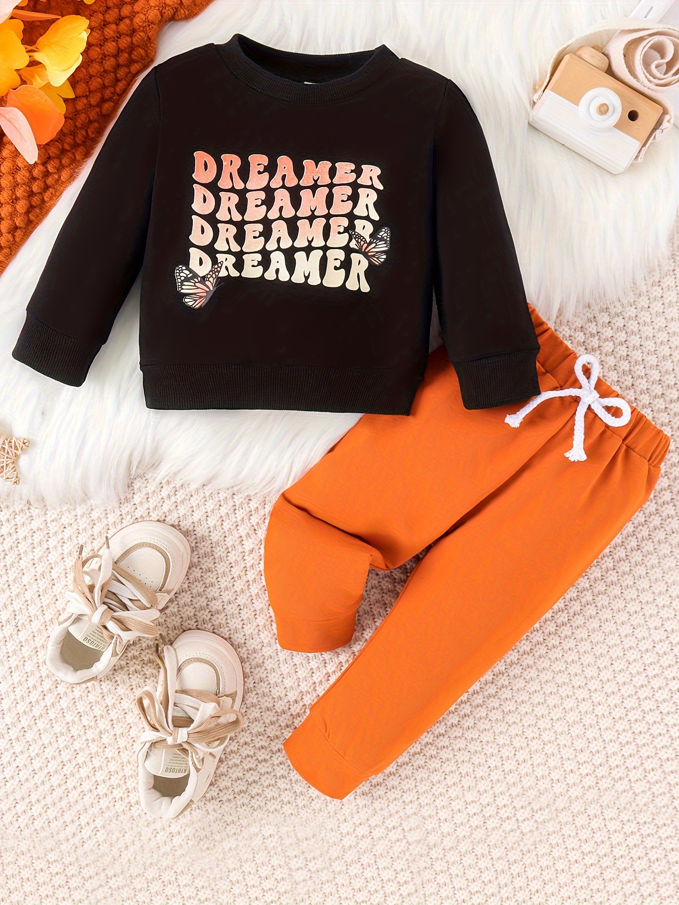 Baby Boy's "dreamer" Print Outfit Sweatshirt Pants Set - Temu Australia