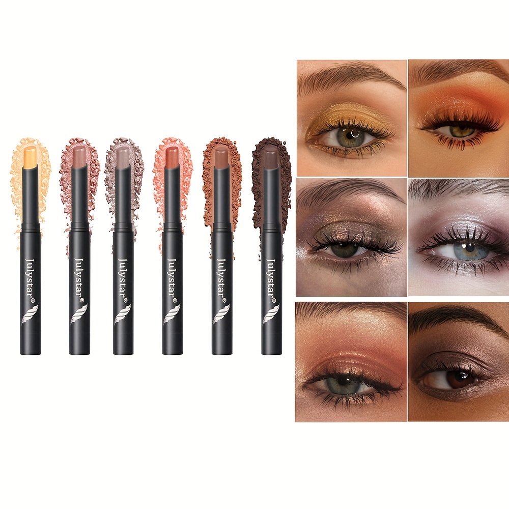 6 Color Pearly Eyeshadow Stick Glitter Highlighter Eye - Temu Ireland