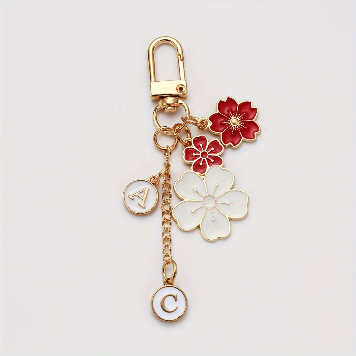 Cute Flowers Keychain Cartoon Golden Alloy Keyring Backpack - Temu New ...