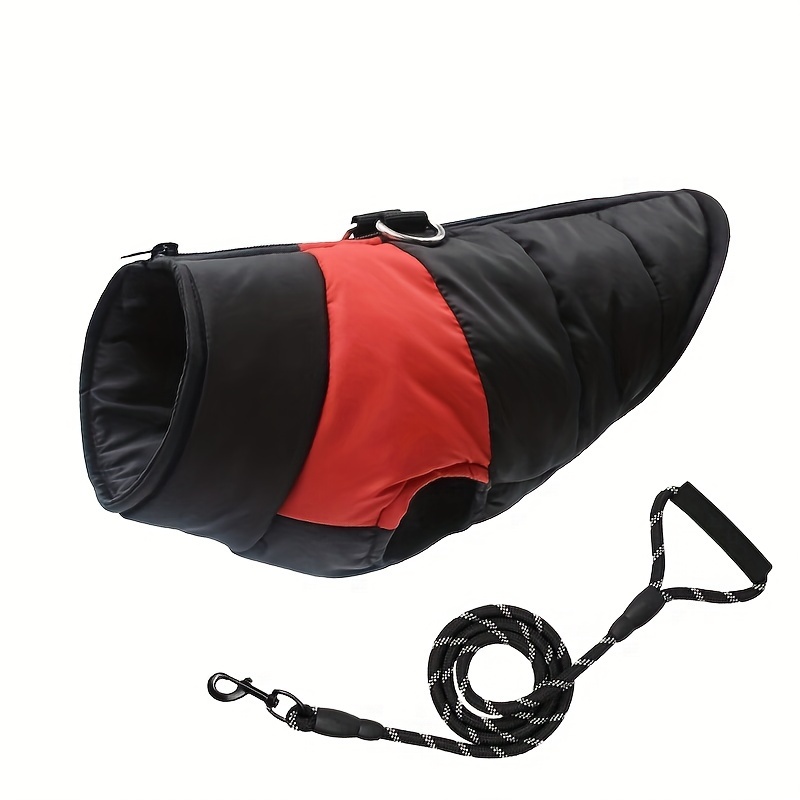 2pcs Set Dog Clothes With Leash Winter Down Cotton Coat Small Medium ...