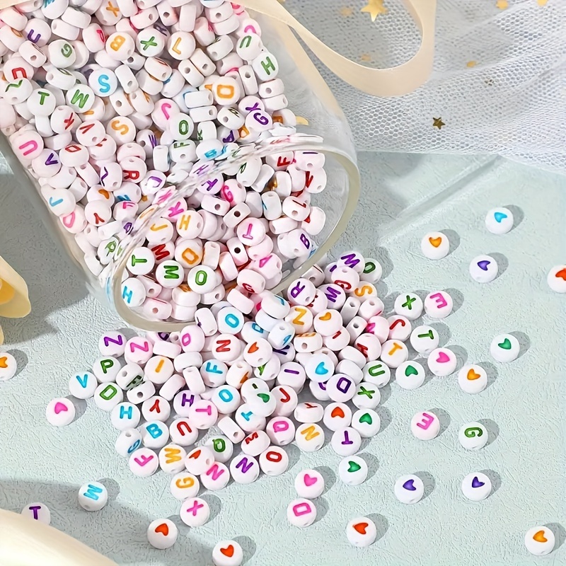 White Acrylic Colorful Letter Pattern Round Beads Diy - Temu South Africa