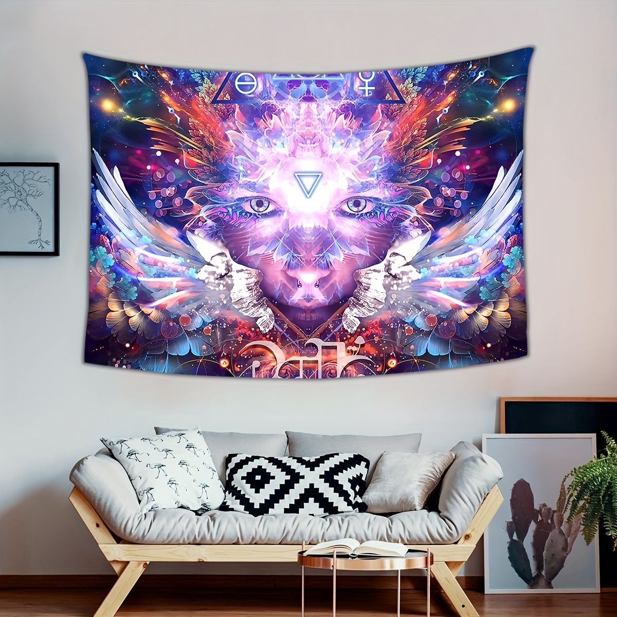 Peach Skin Velvet Boho Portrait Print Tapestry Wall Hanging - Temu ...