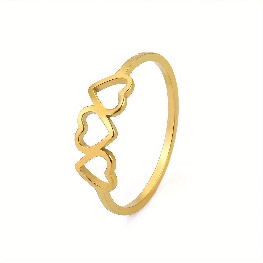 Chic Promise Ring Made Stainless Steel Plated Hollow Heart - Temu ...