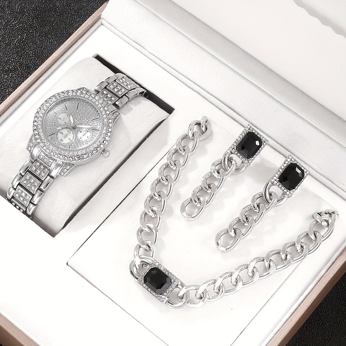 Women's Watch Elegant Rhinestone Quartz Watch Chain Design - Temu ...