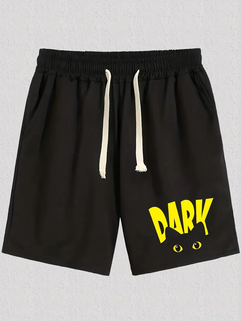 「ダーク」猫柄 やや 巾着ショートパンツ、夏用メンズショートパンツ Temu Japan