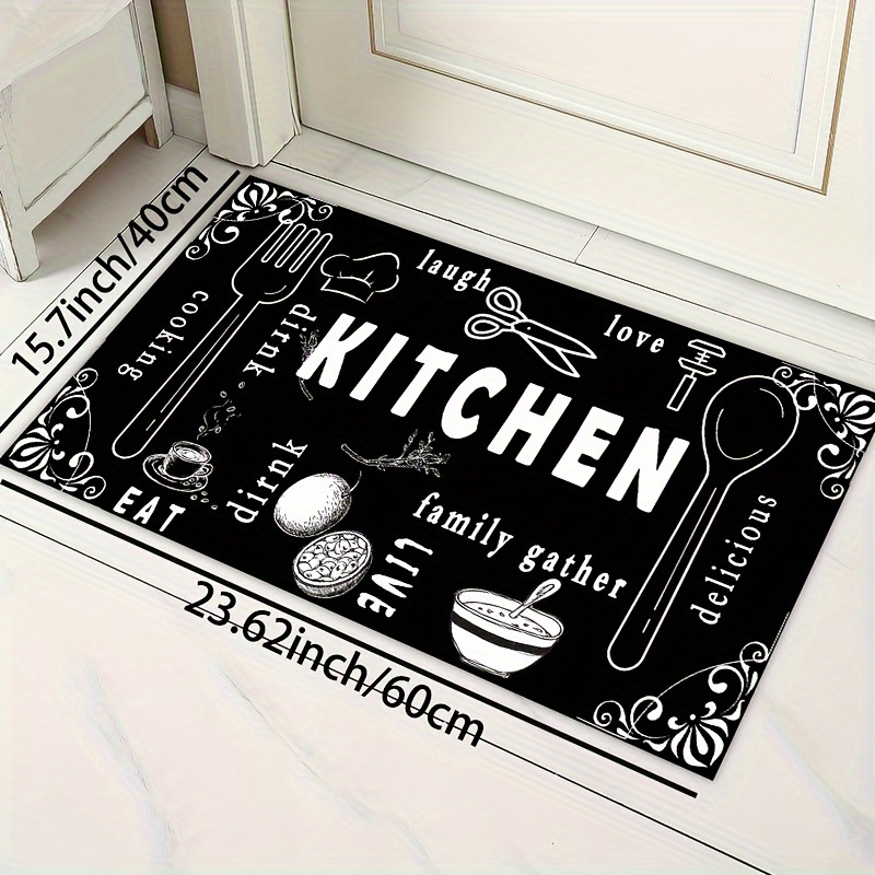 Black White Print Kitchen Rugs Soft Comfortable Mat - Temu Ireland